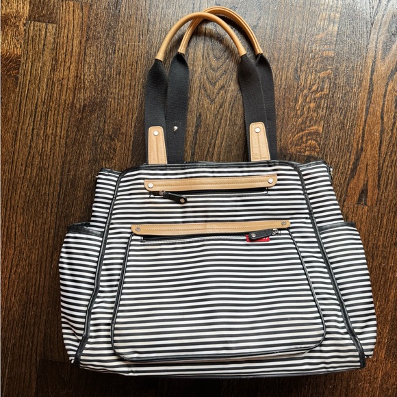 Skip Hop | Accessories | Striped Tote Bag With Tan Handles | Poshmark